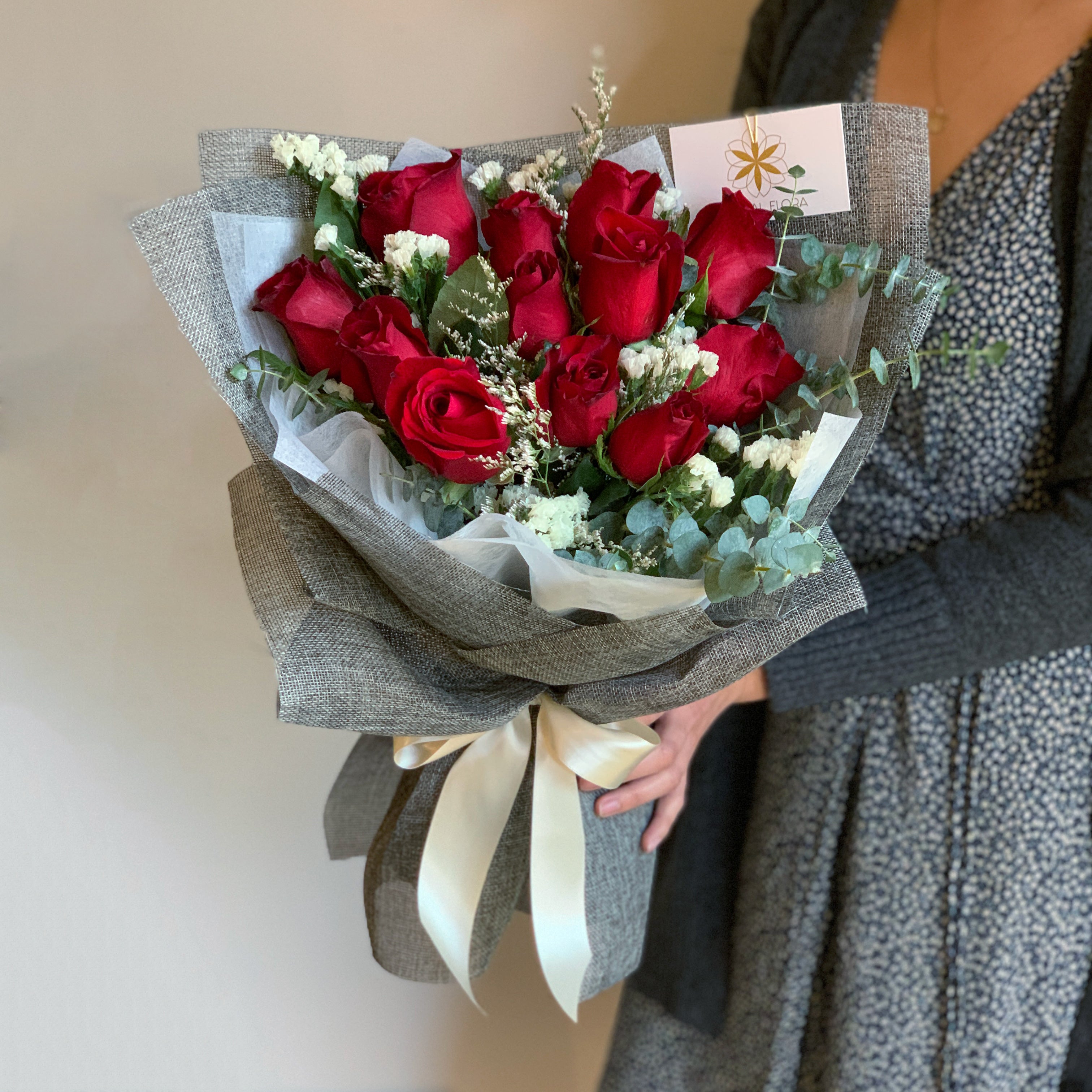 Roses Premium Wrap Bouquet - Dozen | Fractal Flora