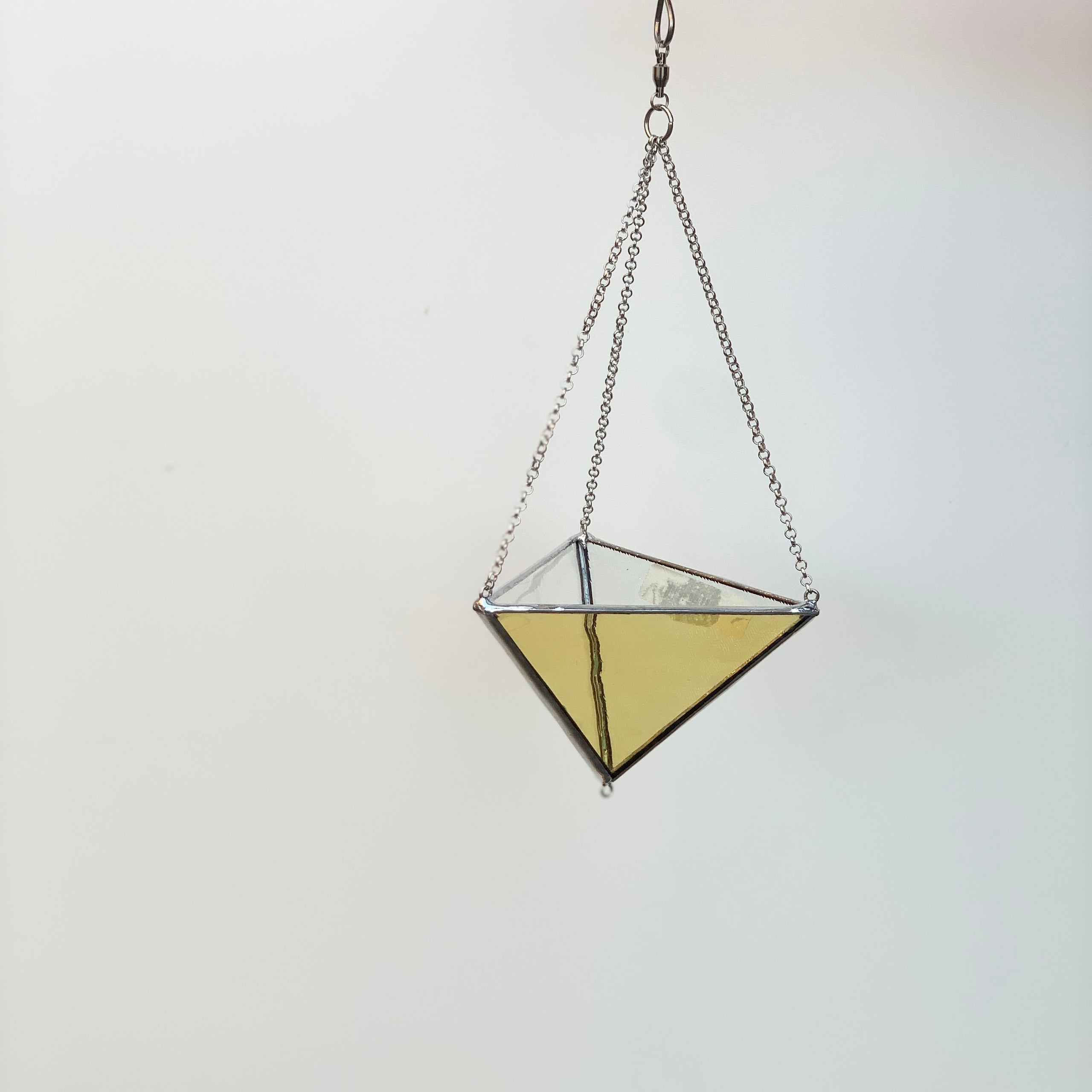 Hanging Pyramid Stained Glass Terrarium- Medium | Fractal Flora